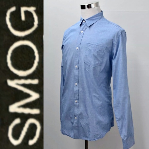 smog | Shirts | Smog Mens Slim Fit Dress Shirt Size Xl Solid Blue ...
